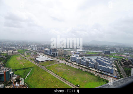 Aerial view of Bandra Kurla Complex and slums at Bombay Mumbai ...
