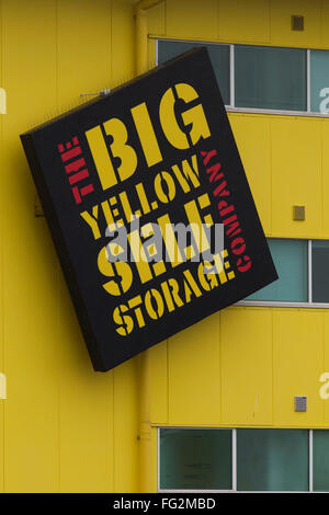 The Big Yellow Self Storage Company sign and logo on storage building ...
