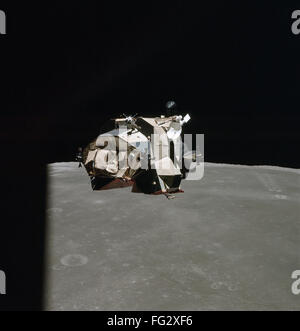 Apollo 16 Lunar Module Ascent Stage Rises Above the Moon Stock Photo ...