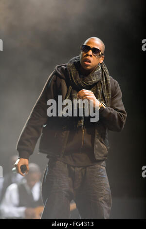 American artist Jay-Z , Jay Z headlining the Pyramid Stage at ...