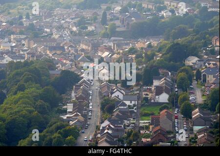 General view of Tonypandy in the Rhondda Valleys, South Wales Stock ...