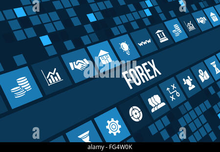 Forex concept image with business icons and copyspace Stock Photo - Alamy