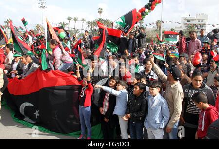 Tripoli, Libya. 17th Feb, 2016. People celebrate the fifth anniversary ...