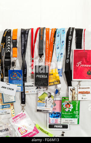 Press passes on lanyards for access to events for accredited ...