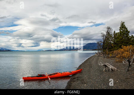 Kayaking on Atlin Lake; Atlin, British Columbia, Canada Stock Photo - Alamy