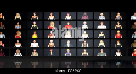 Crowd of People Online Smiling and Video Profile Avatar Stock Photo - Alamy