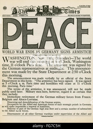 WWI: NEWSPAPER, 1918. /nThe front page of 'The Los Angeles Times,' 5 ...