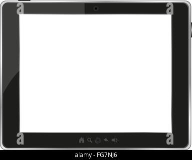 Black generic tablet pc on white background Stock Photo - Alamy