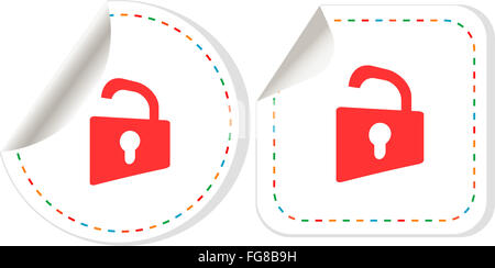 Padlock sticker label tag set. information security Stock Photo - Alamy