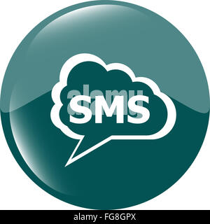sms green circle glossy web icon on white background Stock Photo - Alamy