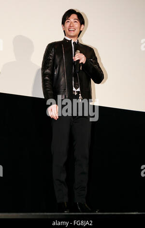 Actor Dean Fujioka speaks to the audience during the stage greeting for ...