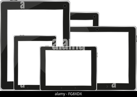 Set of digital tablets with blank screen isolated on white Stock Photo ...