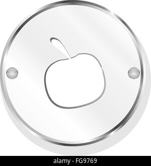 Apple icon. Metallic internet button on black background Stock Photo ...