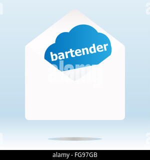 bartender word blue cloud on white mail envelope Stock Photo - Alamy