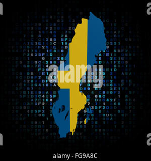 Sweden map flag on hex code illustration Stock Photo - Alamy