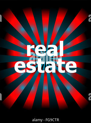real estate word with motion rays on background Stock Photo - Alamy