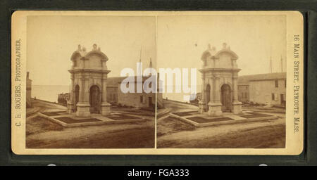 This photograph shows the canopy over Plymouth Rock, the historic site ...