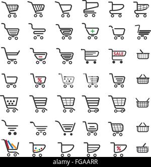 shopping cart with set commercial icons vector illustration design ...