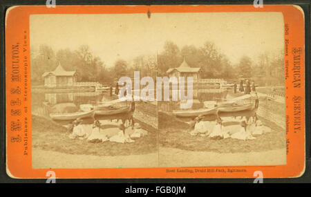 The photograph shows a boat landing at Druid Hill Park in Baltimore ...