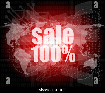 sale percentage on business digital touch screen Stock Photo - Alamy