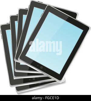 Black abstract tablet pc set on white background Stock Photo - Alamy