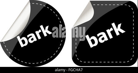 bark word on black stickers button set, business label Stock Photo - Alamy