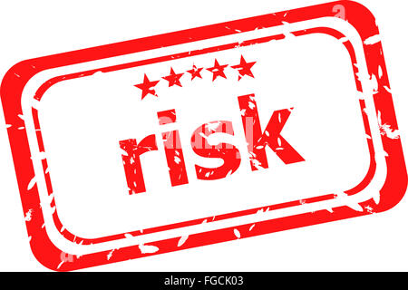 risk red rubber stamp over a white background Stock Photo - Alamy