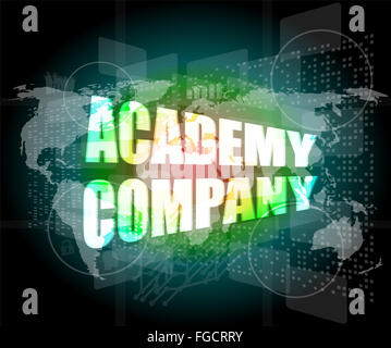 words academy company on digital screen, business concept Stock Photo ...