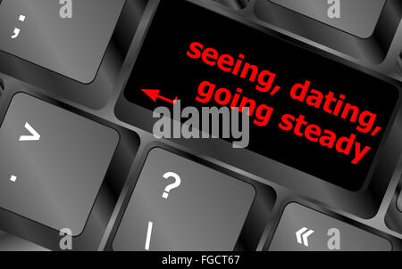Modern keyboard with seeing, dating, going, steady text symbols Stock ...