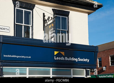 Close up of Leeds Building Society sign signage exterior Ripon North ...