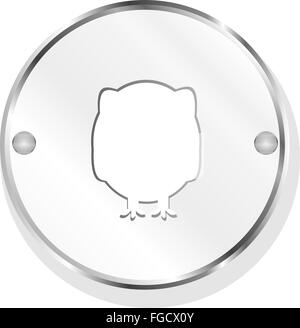 Owl on icon button isolated Stock Photo - Alamy