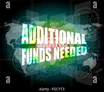 Backgrounds touch screen with additional funds needed words Stock Photo ...