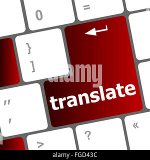 Multilingual translation on-line concept. Close up of multi language ...