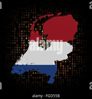 Netherlands map flag on hex code illustration Stock Photo - Alamy