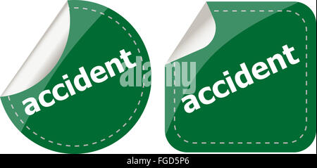 accident stickers set on white, icon button Stock Photo - Alamy