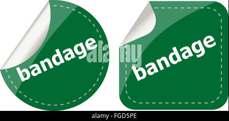 bandage word on black stickers button set, label, business concept ...