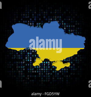 Ukraine map flag on hex code illustration Stock Photo - Alamy