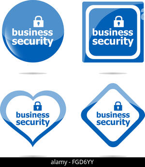 business security stickers label tag set isolated on white Stock Photo ...