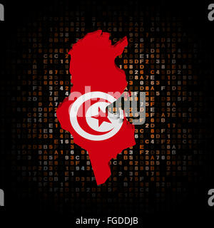 Tunisia map flag on hex code illustration Stock Photo - Alamy
