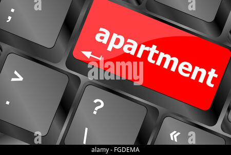 Keyboard with white Enter button, apartment word on it Stock Photo - Alamy
