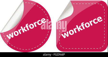 workforce word on stickers button set, label, business concept Stock ...