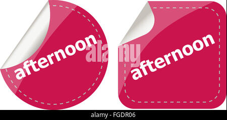 afternoon word stickers set, icon button, business concept Stock Photo ...
