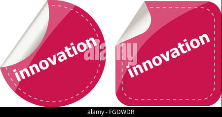 innovation word on stickers button set, label Stock Photo - Alamy