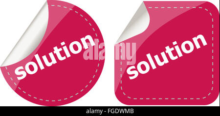 solution stickers set, icon button isolated on white Stock Photo - Alamy