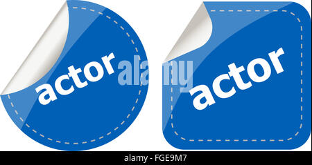 actor stickers set, icon button isolated on white Stock Photo - Alamy