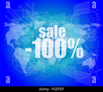 sale percentage on business digital touch screen Stock Photo - Alamy