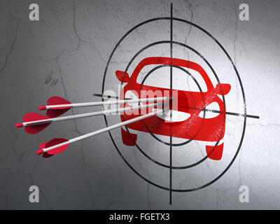 Vacation concept: arrows in Car target on wall background Stock Photo ...