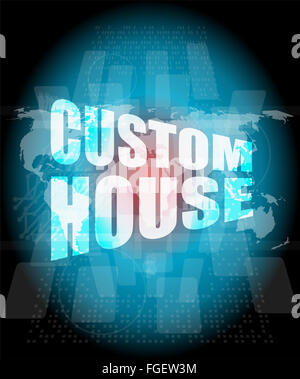 Advanced high-tech house on the shore of an artificial lake. Night view ...