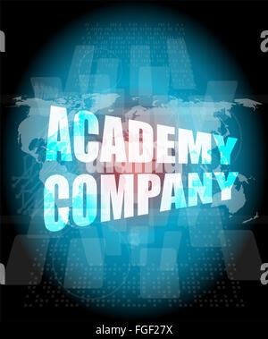 words academy company on digital screen, business concept Stock Photo ...
