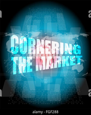 Management concept: cornering the market words on digital screen Stock ...